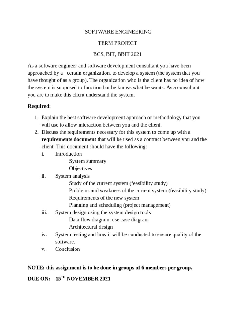 SOFTWARE ENGINEERING TERM PROJECT | PDF