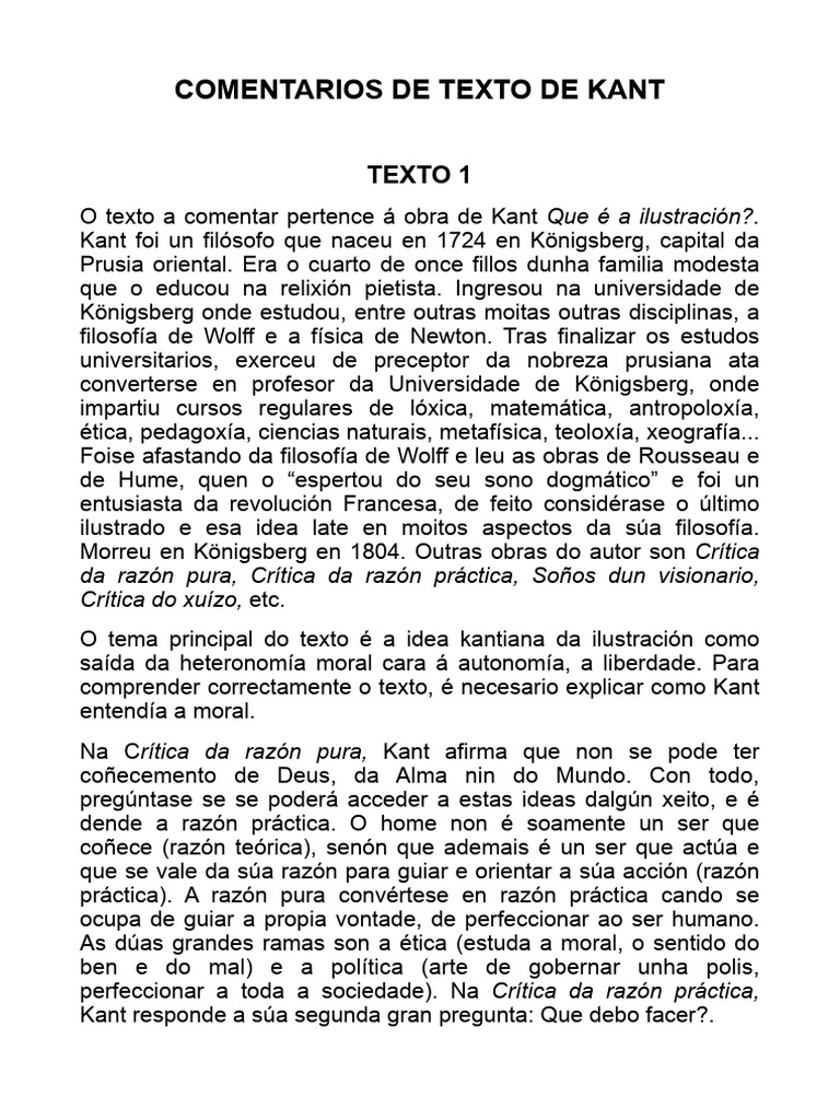 Textos de Kant Comentados | PDF
