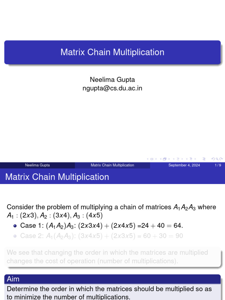 Lecture 1.8 Matrix Multiplication | PDF | Matrix (Mathematics) | Numerical Analysis