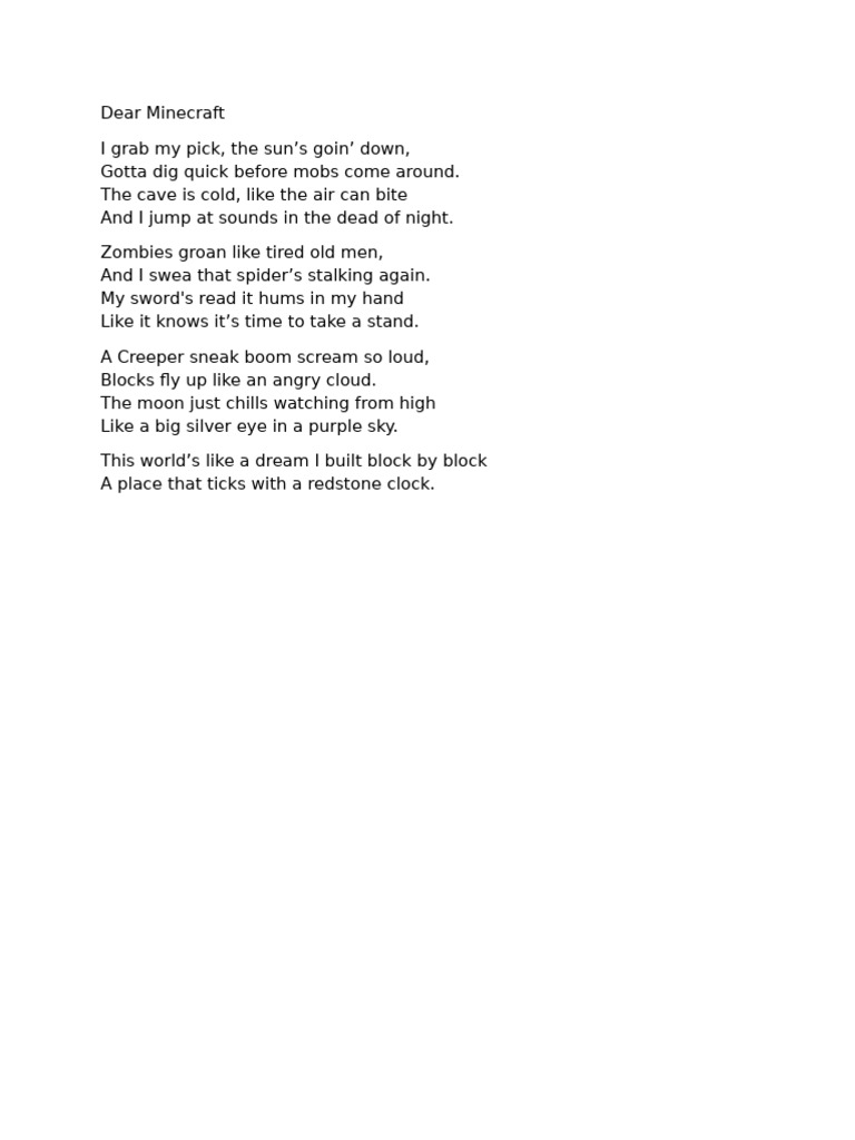 Dear Minecraft | PDF