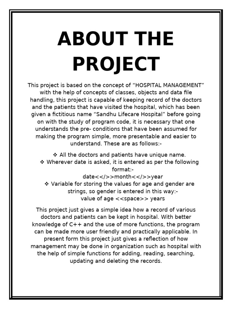 Hospital Management System Project | PDF
