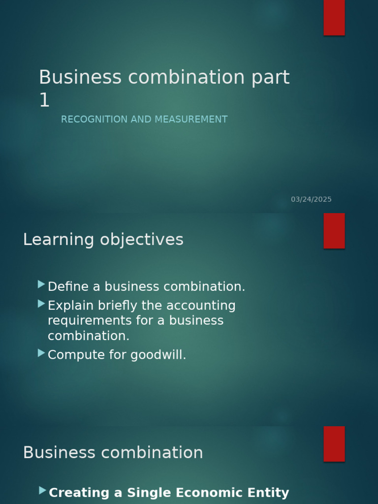 01 Business Combination Part 1 | PDF | Goodwill (Accounting) | Mergers ...