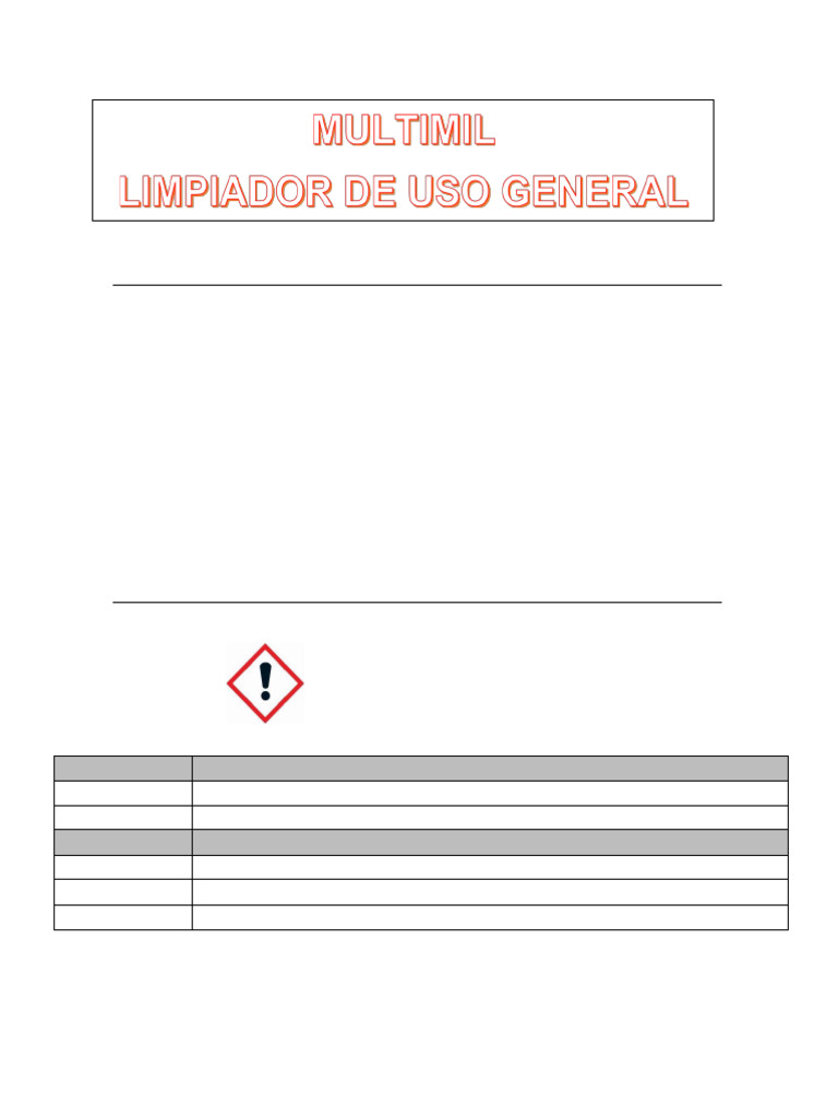 MULTIMIL Limpiador Multiusos | PDF | Agua | Combustión