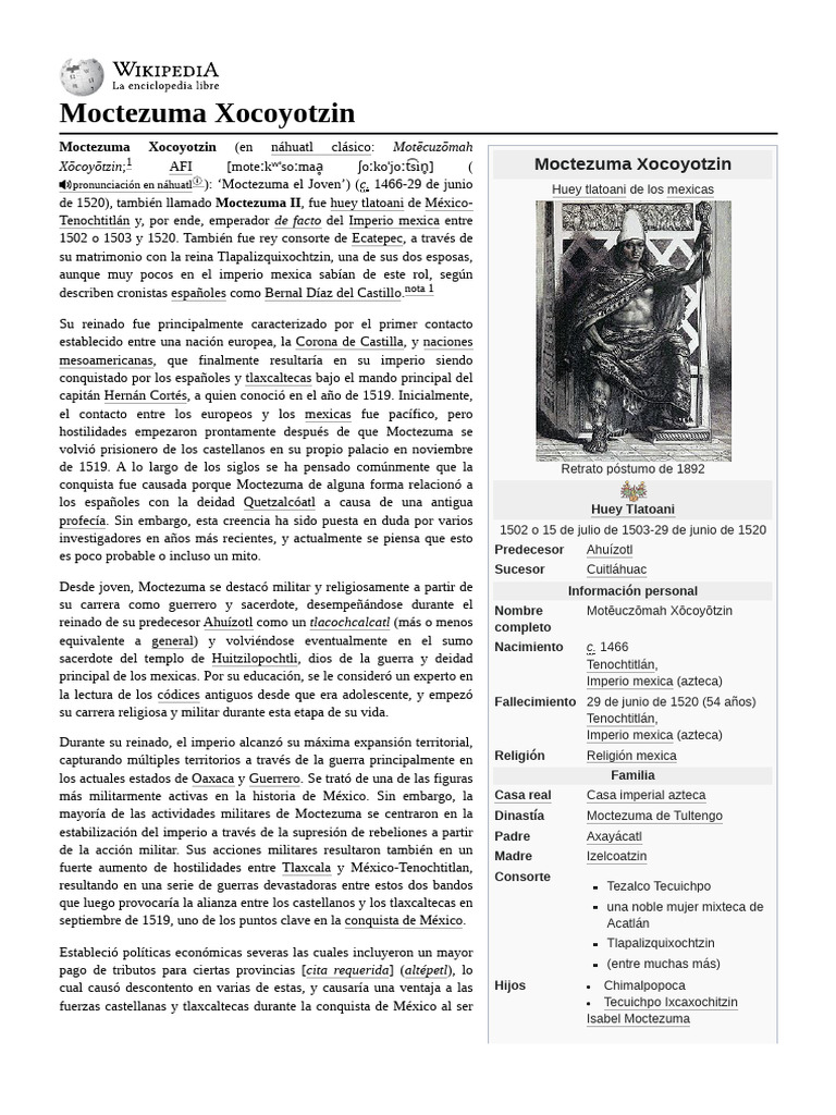 Biografía de Moctezuma II | PDF | azteca