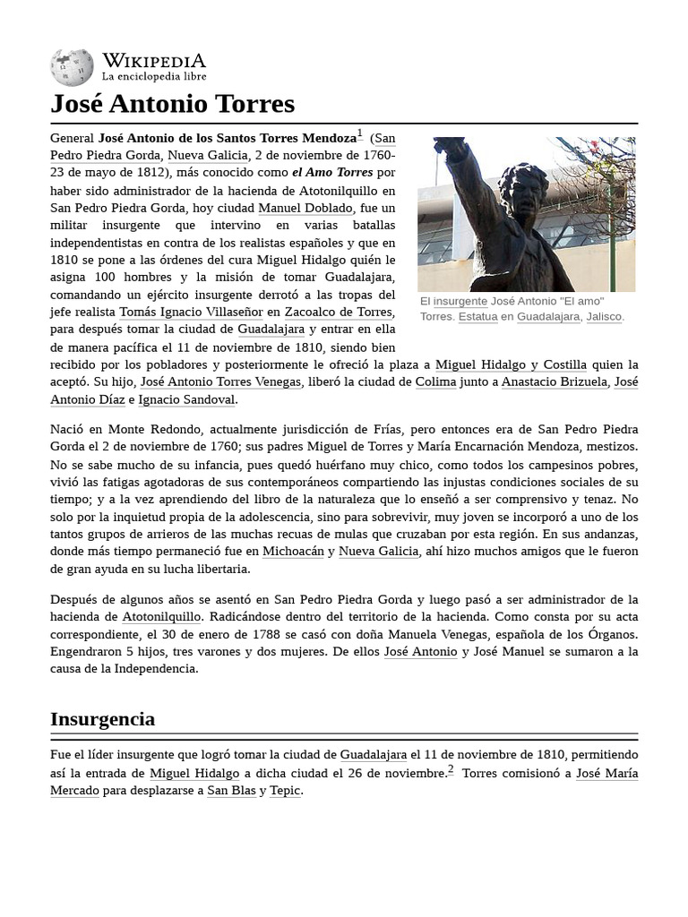 José Antonio Torres | PDF | Colonización española de las Américas ...