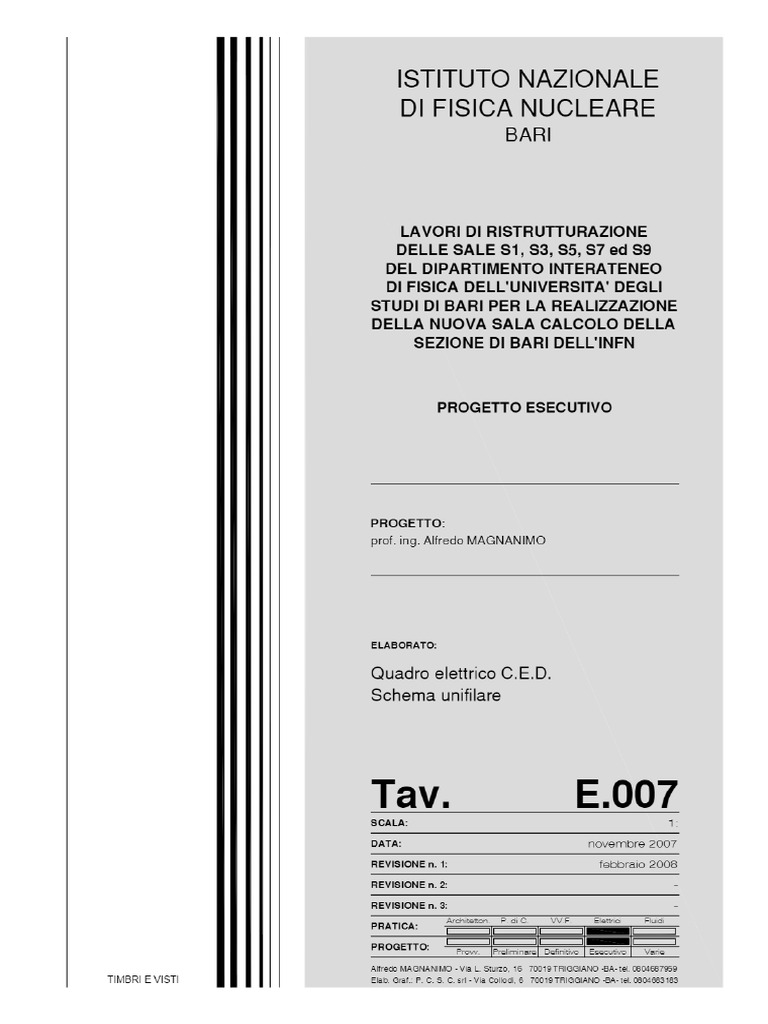 Quadro Elettrico C.E.D. Schema Unifilare - PDF Download Gratuito | PDF