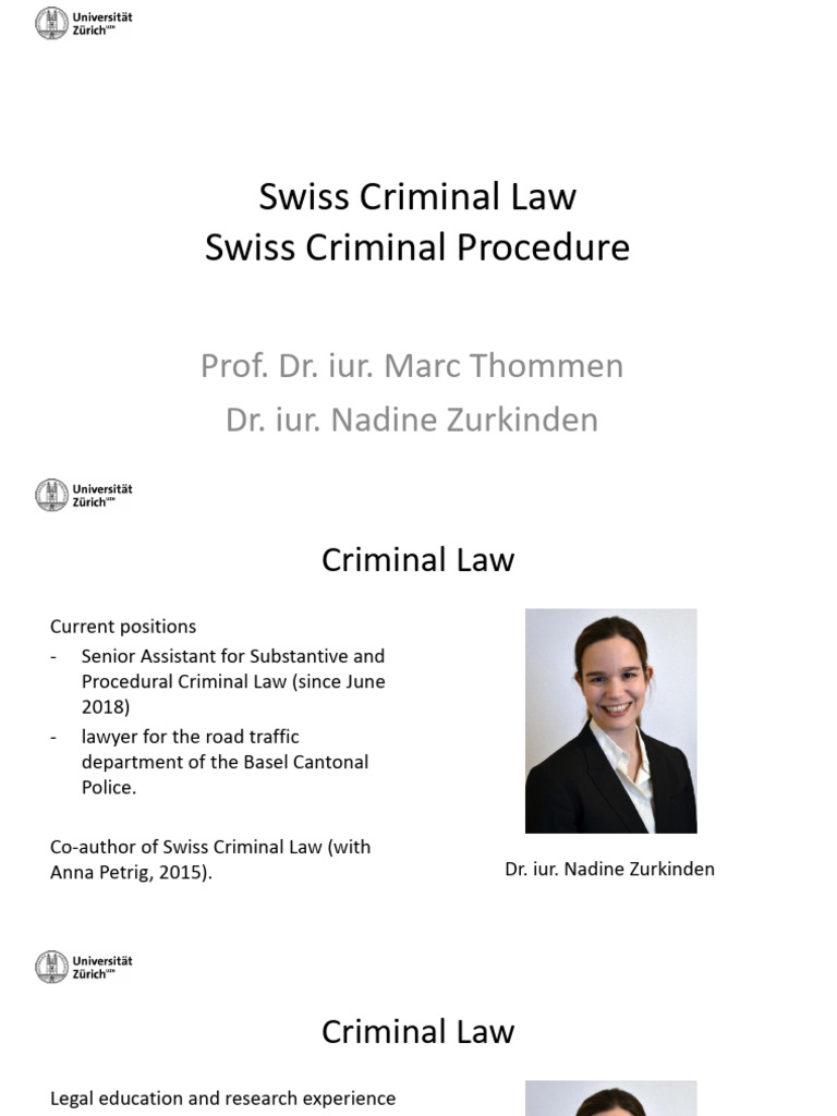 Introduction To Swiss Criminal Law and Criminal Procedure - HS18 (Thommen) | PDF | Prosecutor ...