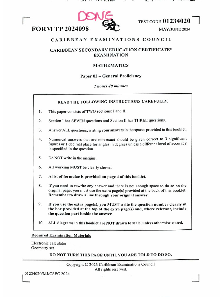 Math p2 May 2024solu | PDF
