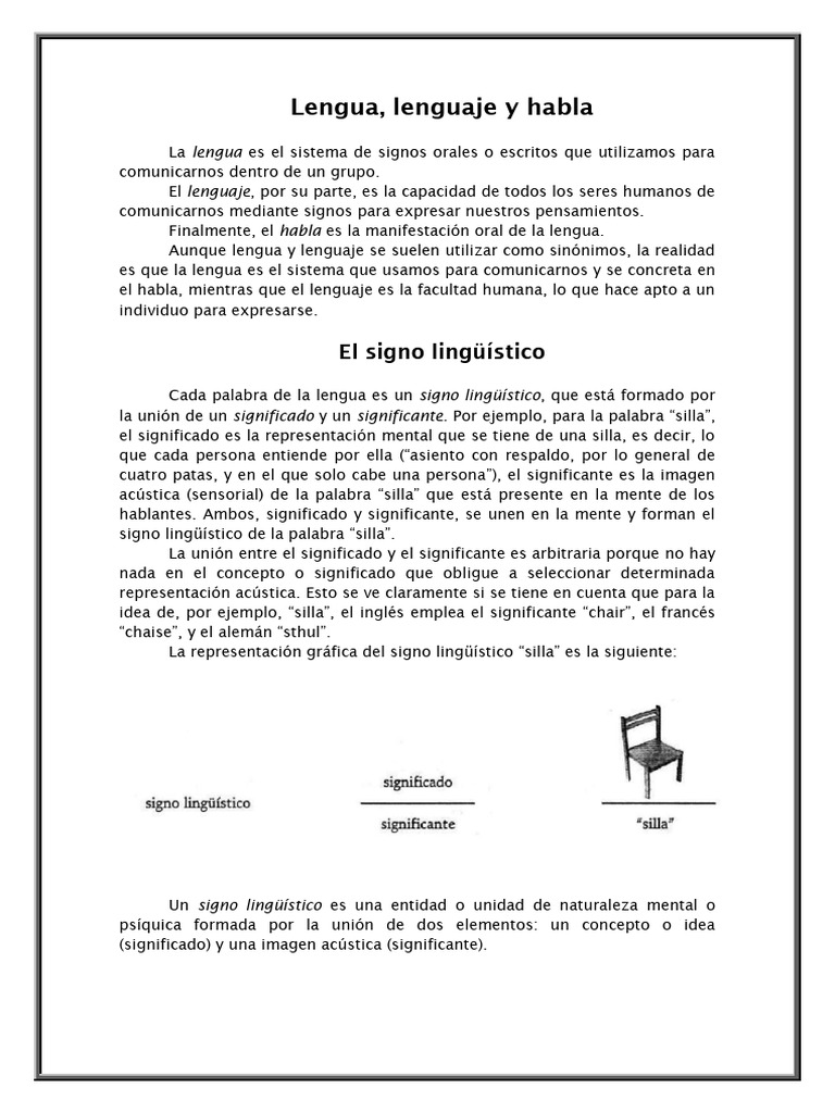 Lengua, lenguaje y habla: conceptos clave | PDF