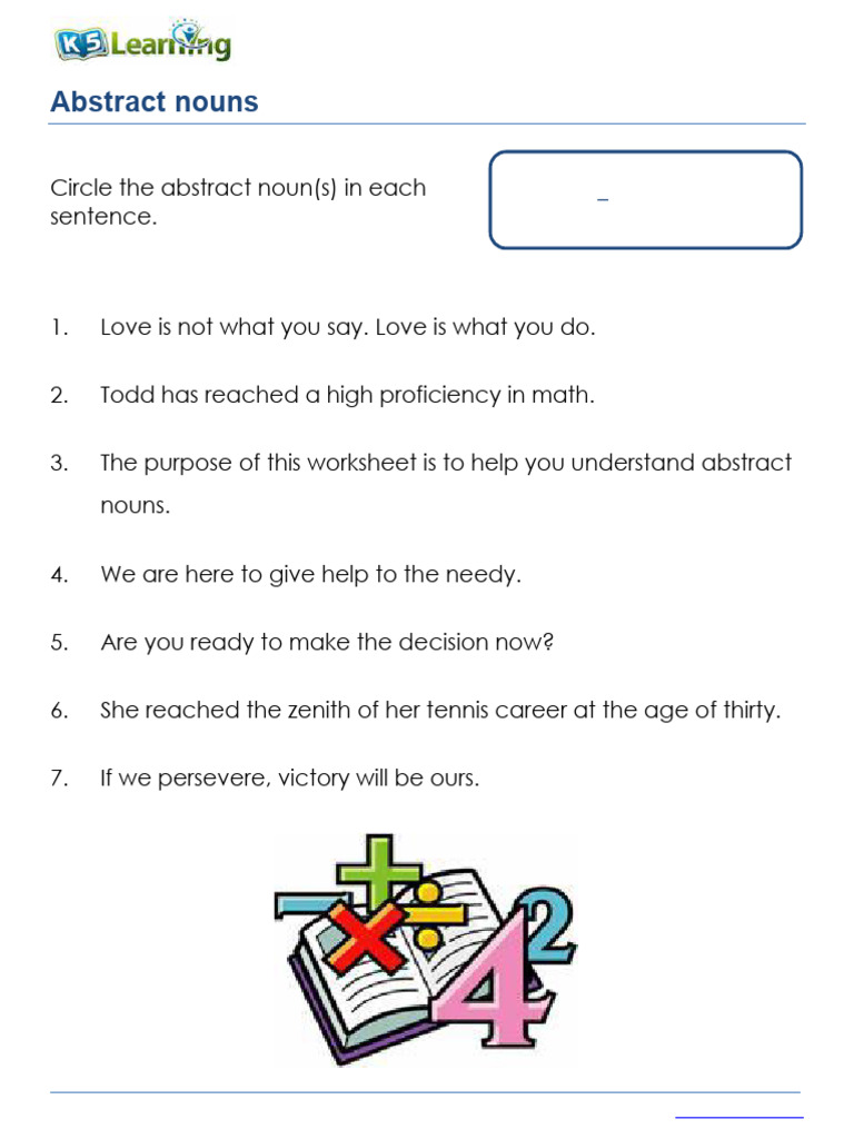 Grade 3 Abstract Nouns Worksheet | PDF