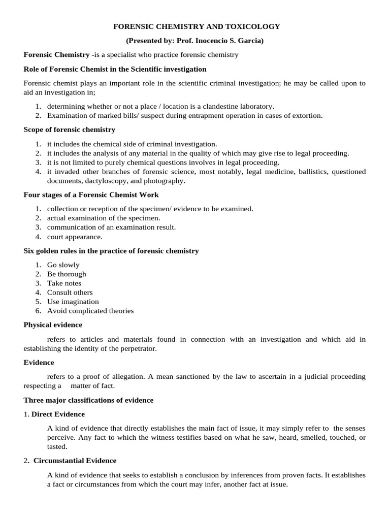 Forensic Chemistry and Toxicology 1 | PDF | Blood Type | Semen