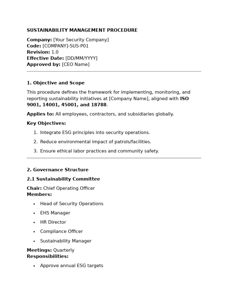 Sustainability Management Procedure Guide | PDF | Sustainability ...