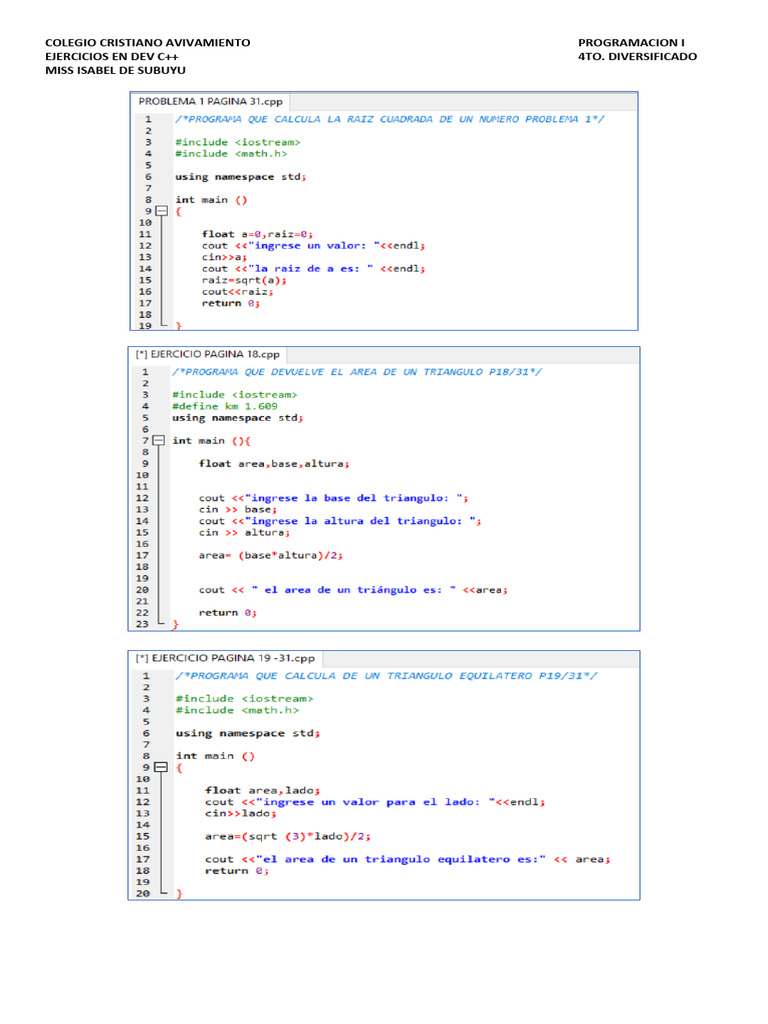 Ejercicios Devc++ 4to Diversificado de La Pagina 31 A La 33 Programacion | PDF