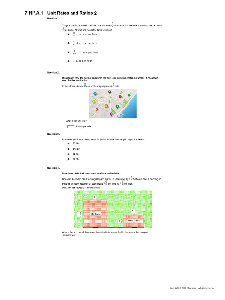 7.RP.A1 - Unit Rates & Ratios - 2 - 09Q | PDF | Units Of Measurement