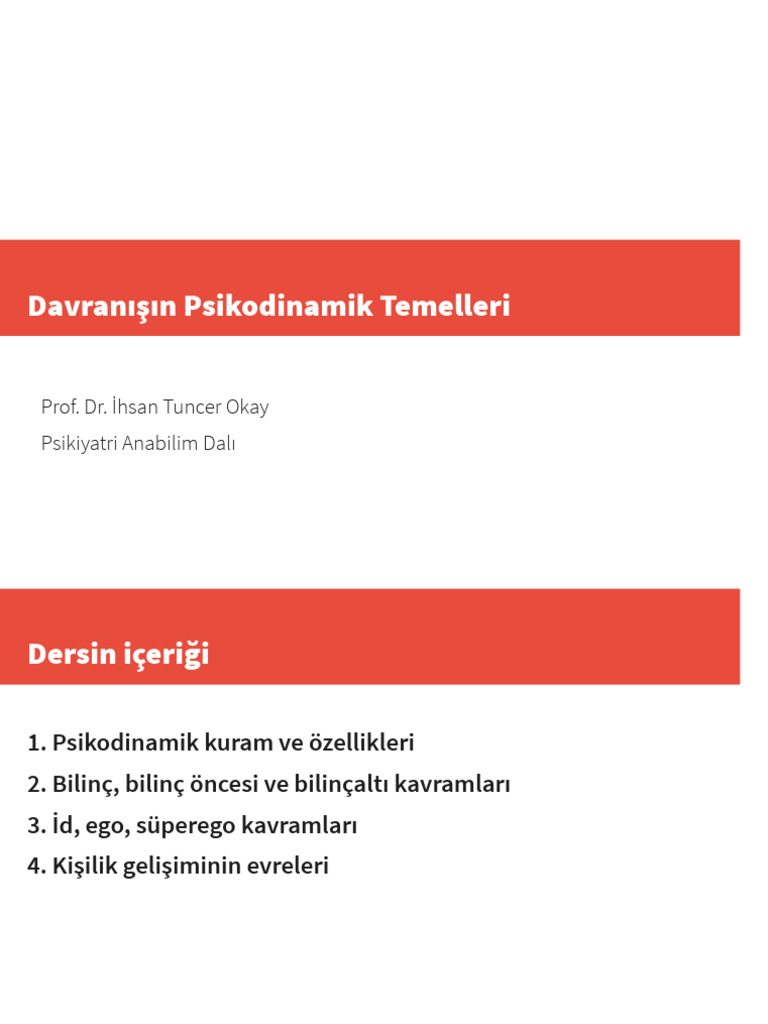 Davranışın Psikodinamik Temelleri | PDF