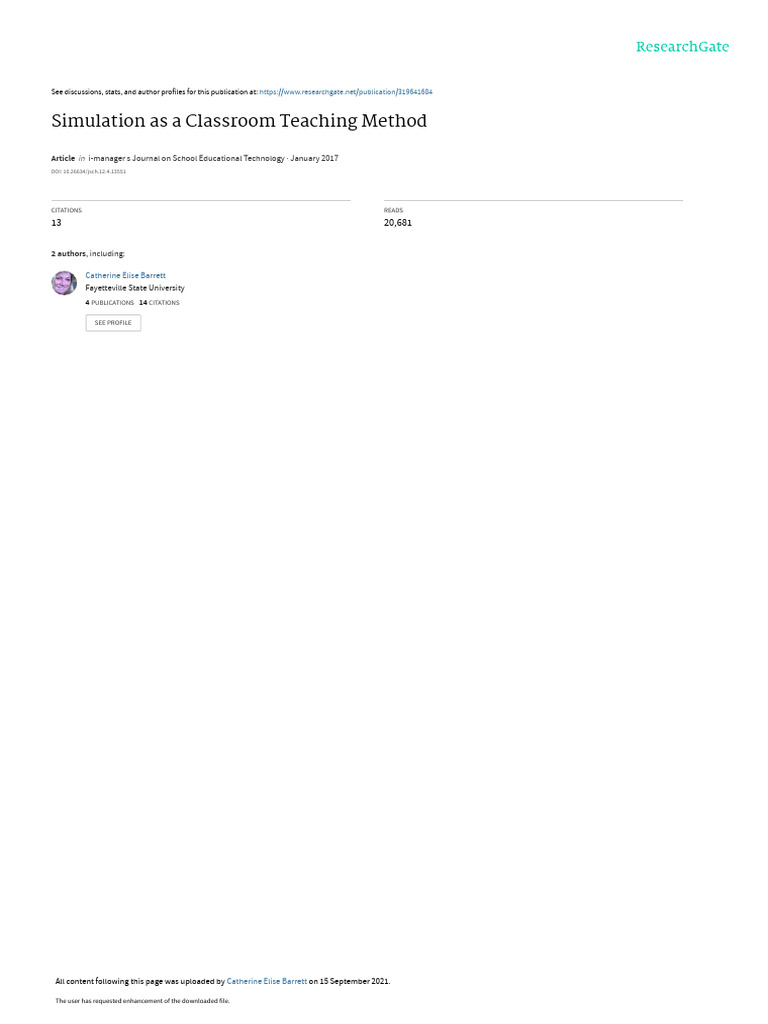 Simulation As A Classroom Teaching Method | PDF | Simulation | Teaching ...