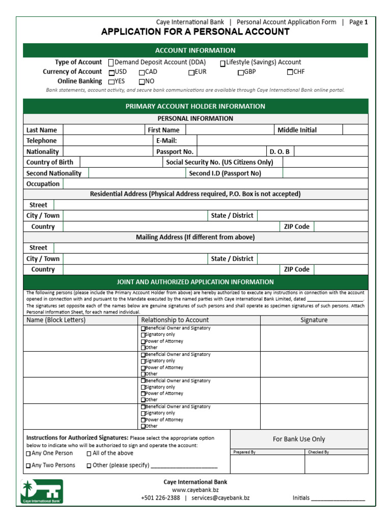 Personal Account Application 230807 | PDF | Overdraft | Banks