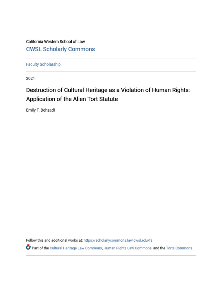 Destruction of Cultural Heritage As A Violation of Human Rights | PDF ...