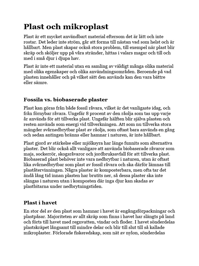 Plast Och Mikroplast | PDF