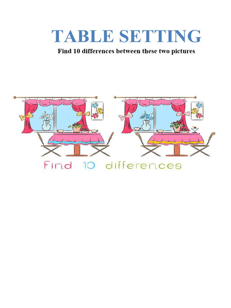 Table Setting Vocabulary Activities | PDF