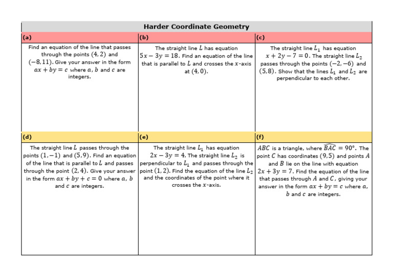 Advanced Coordinate Geometry Problems | PDF