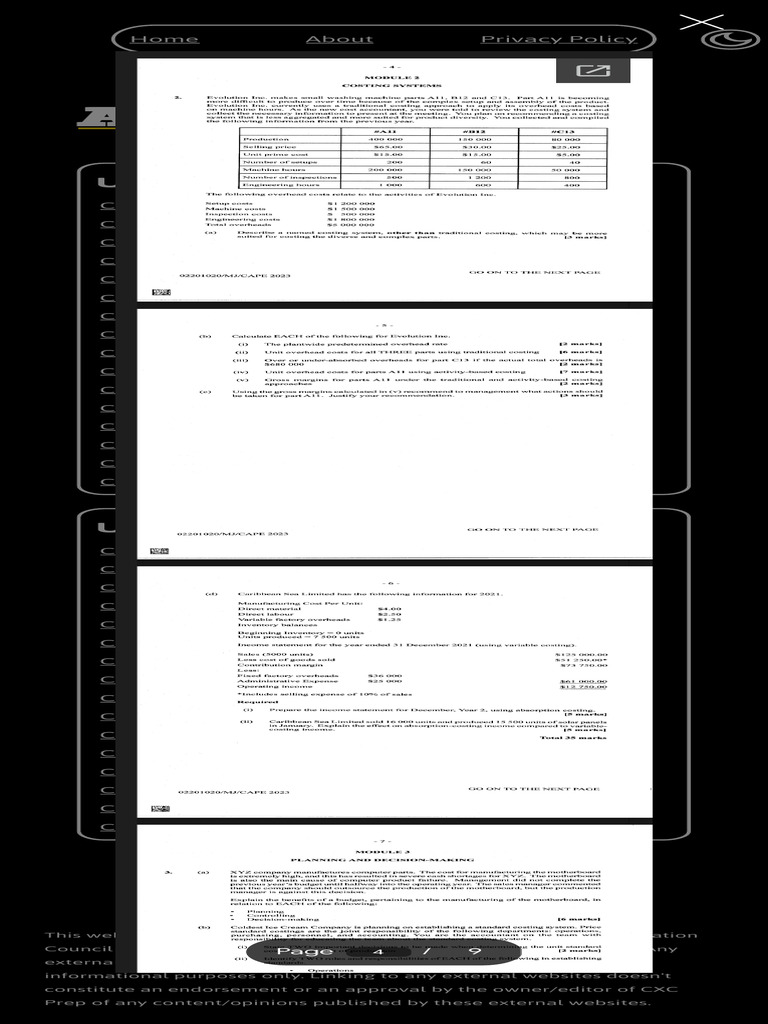CAPE Accounting Past Papers Collection | PDF