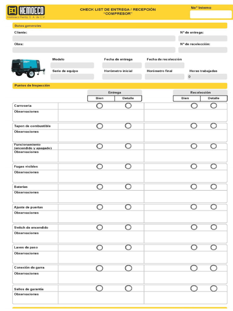 Checklist Compresor Fisico | PDF