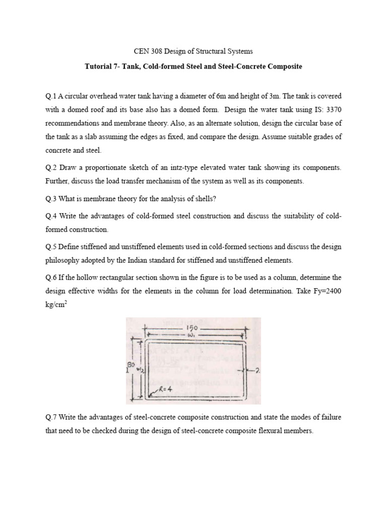 Tut-7 - Tank, Coldformed Steel and SCC - Spring 2025 | PDF