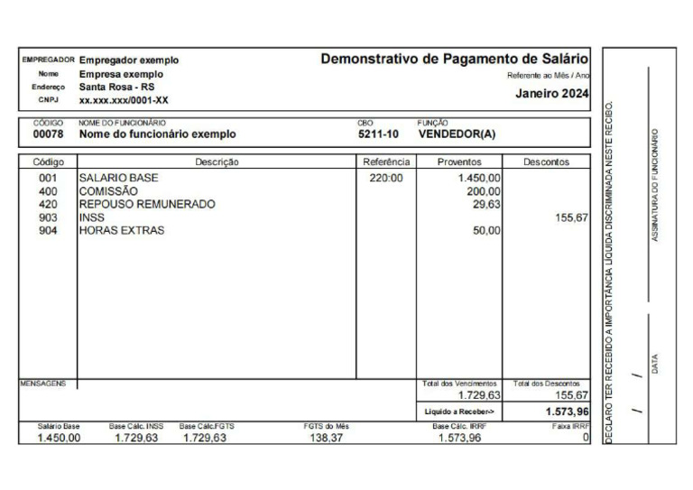 Modelo de Contracheque Baixesoft Formatado e Completo Captura de Tela 2 | PDF