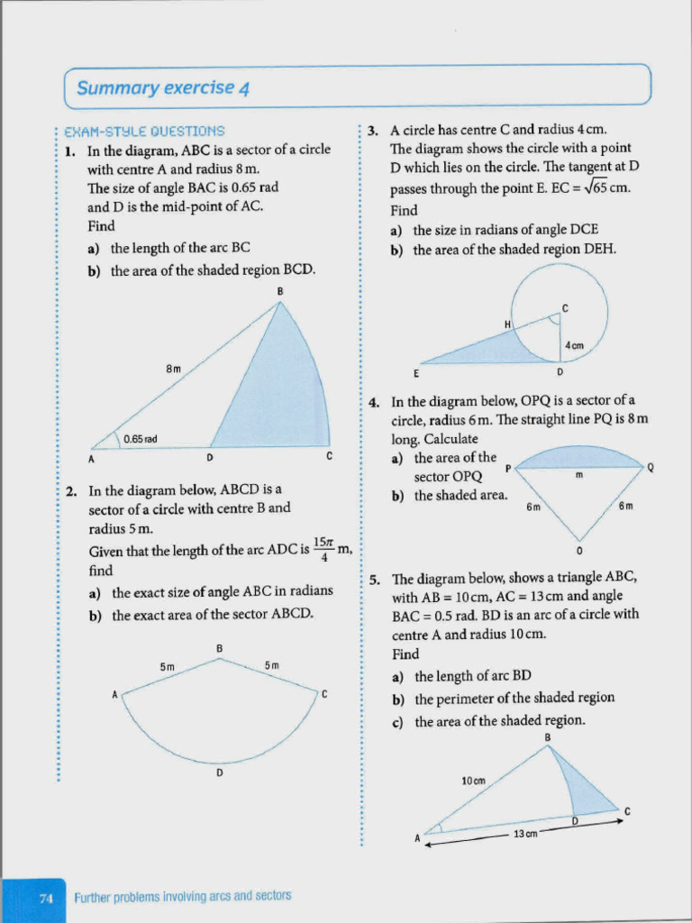 Circular Measure Questions | PDF | Circle | Area