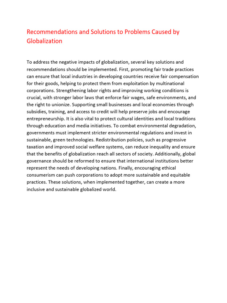 Solutions to Globalization Challenges | PDF