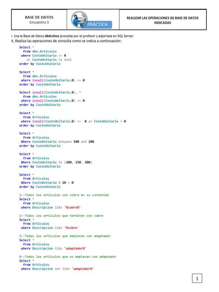 Base de Datos - Ejercicios | PDF | SQL | Modelo de datos