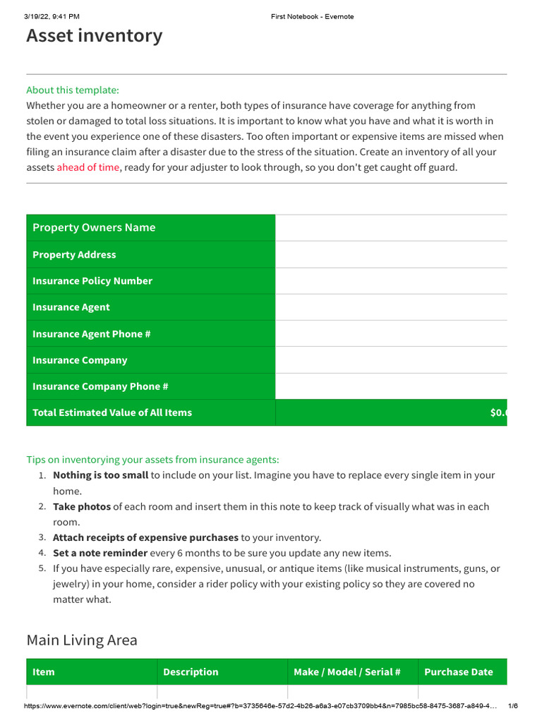 Personal Asset Inventory Guide | PDF | Insurance | Financial Services