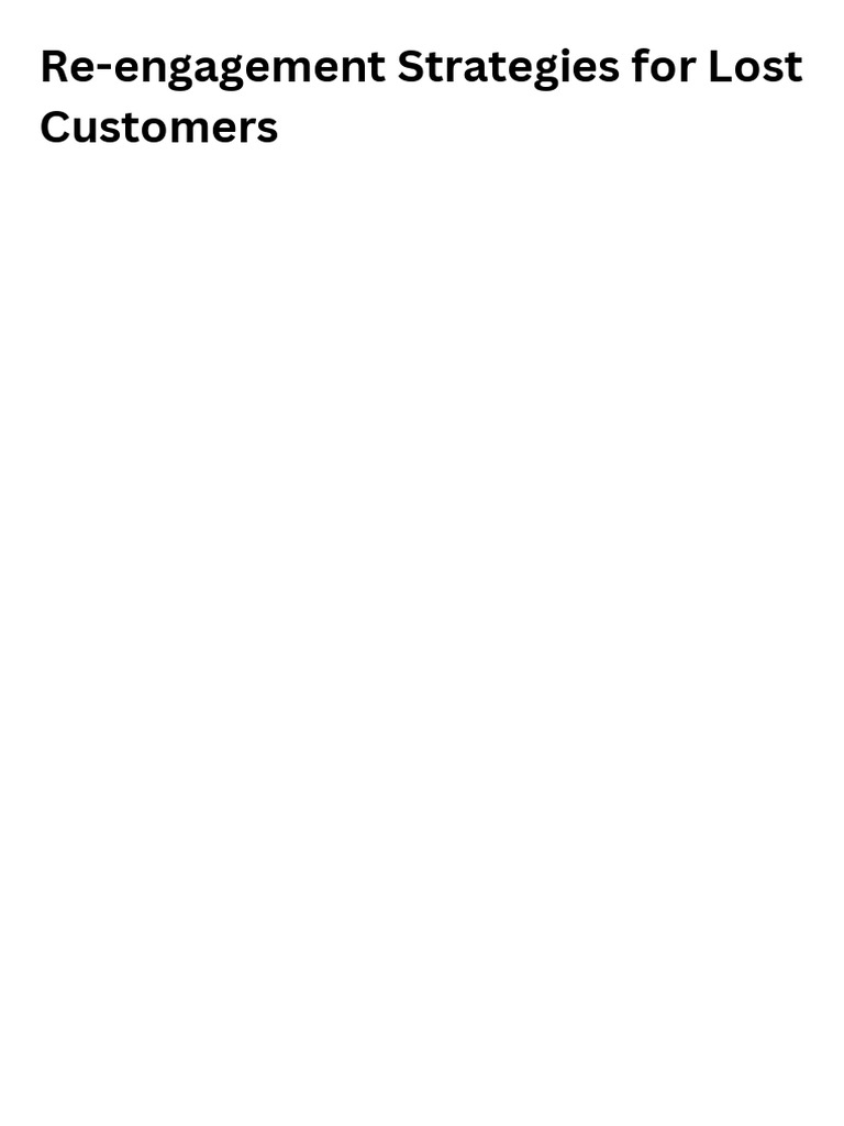 Re-engagement Strategies for Lost Customers | PDF