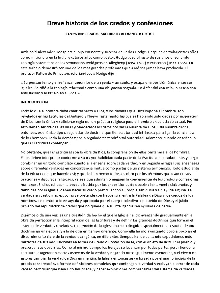 Historia de Credos y Confesiones Cristianas | PDF | protestantismo ...