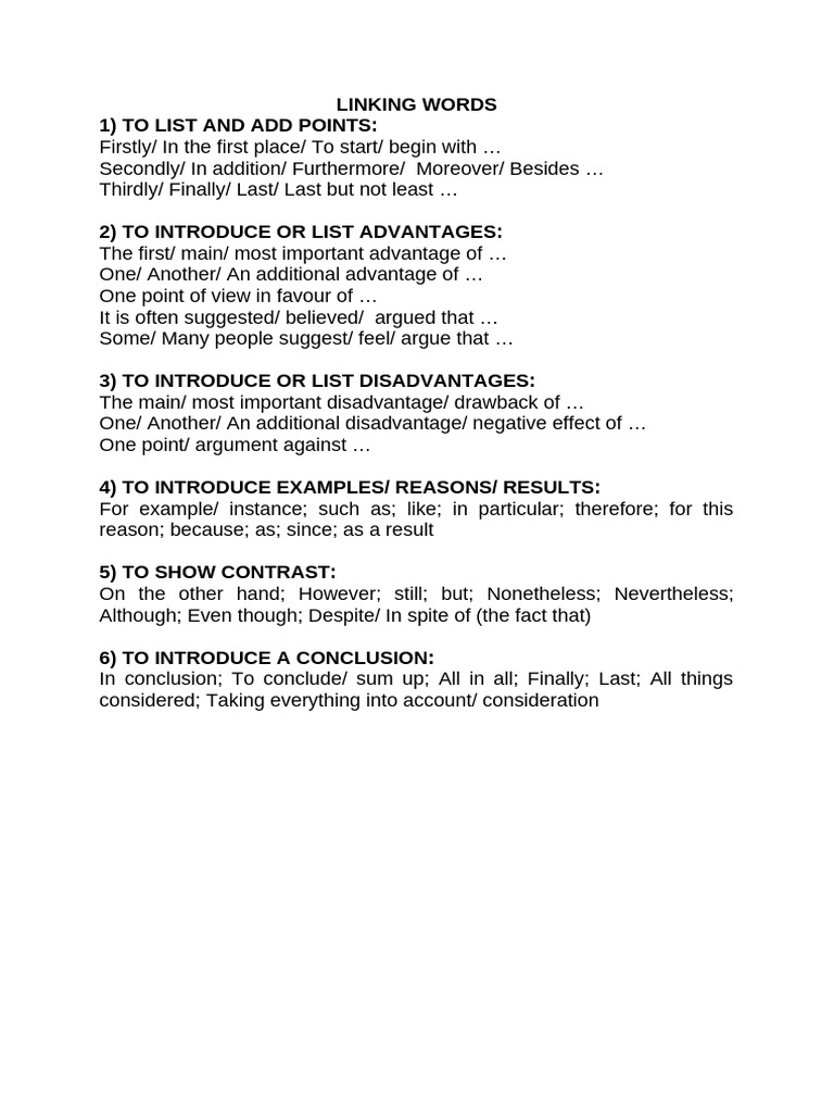Linking Words | PDF