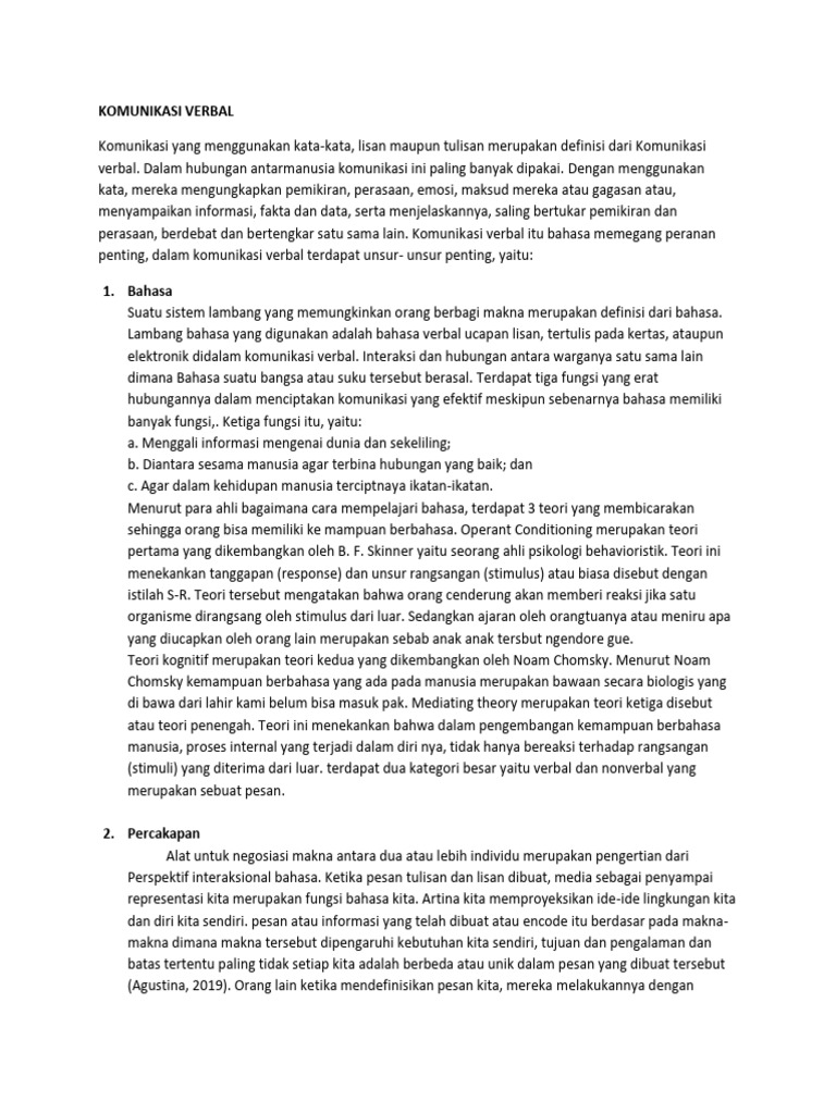 4 Komunikasi Verbal Dan Non Verbal | PDF