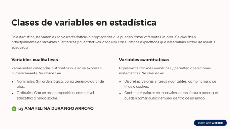 Tipos y Clases de Variables Estadísticas | PDF