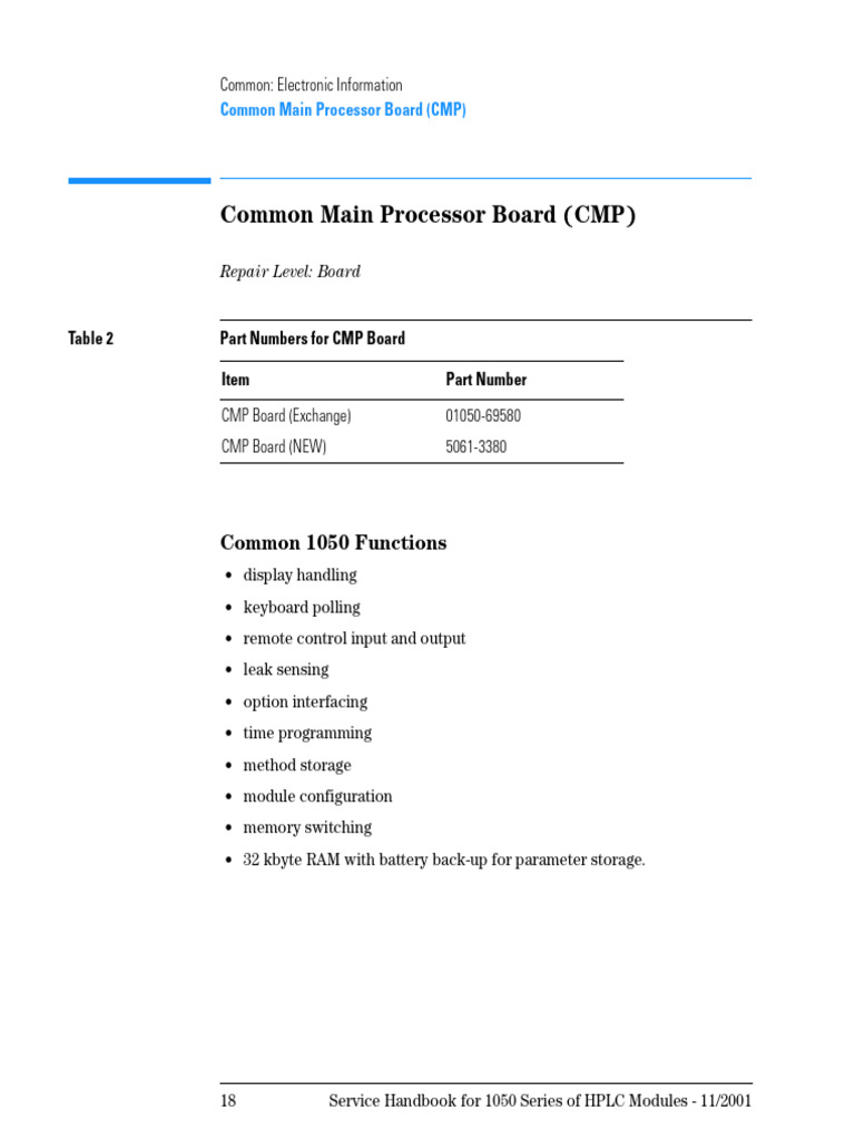 Common Main Processor Board (CMP) | PDF | Power Supply | Central Processing Unit