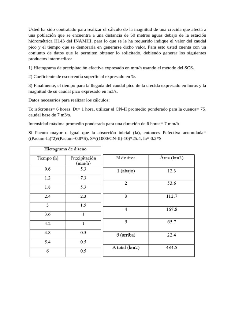 Ejercicio Examen de Hidro | PDF | Descarga (hidrología) | Inteligencia artificial