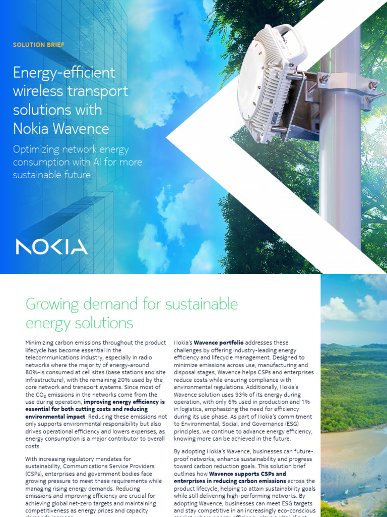 Nokia Energy Efficient Wireless Transport Solutions With Nokia Wavence ...