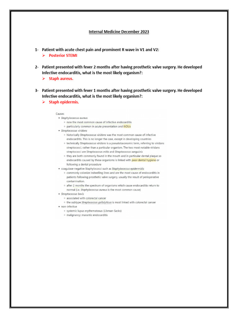 Internal Medicine December 2023 Exam | PDF | Chronic Obstructive ...