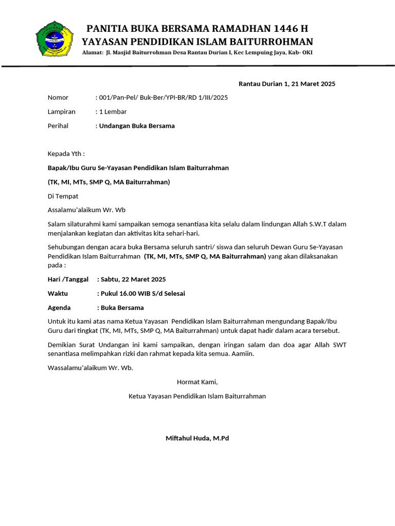 Undangan Bukber LPI BR | PDF