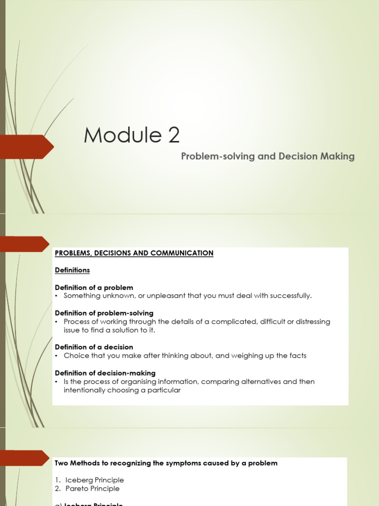 Module 2 - Problem Solving and Decision Making | PDF | Decision Making ...