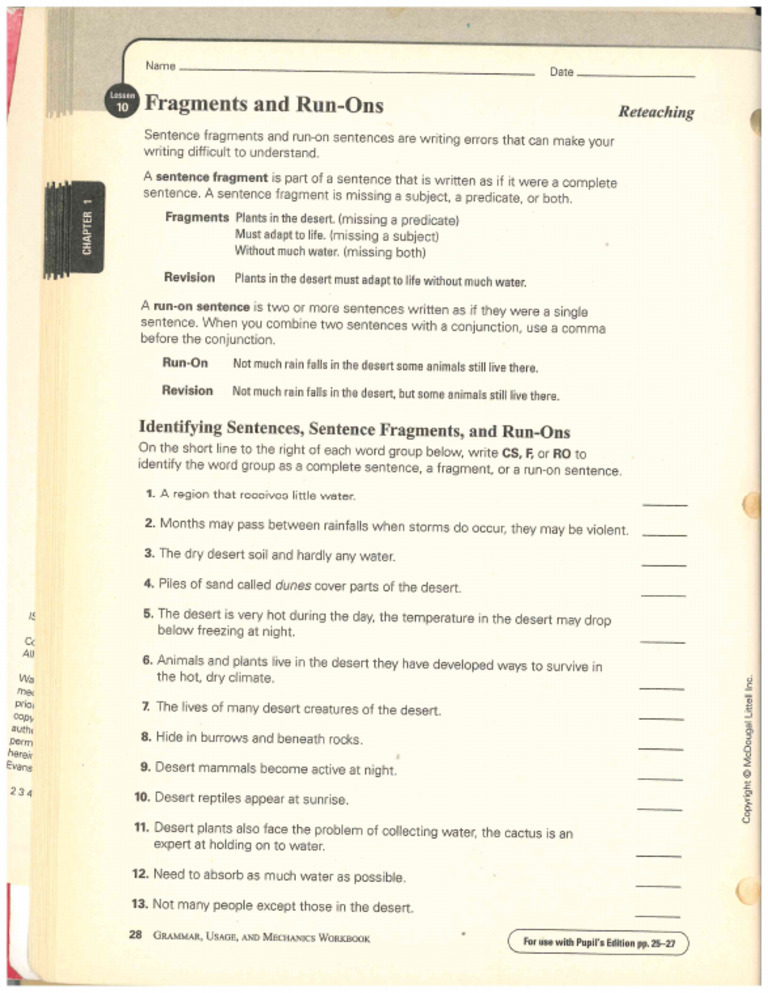 Frag and RO 28 Reteaching | PDF