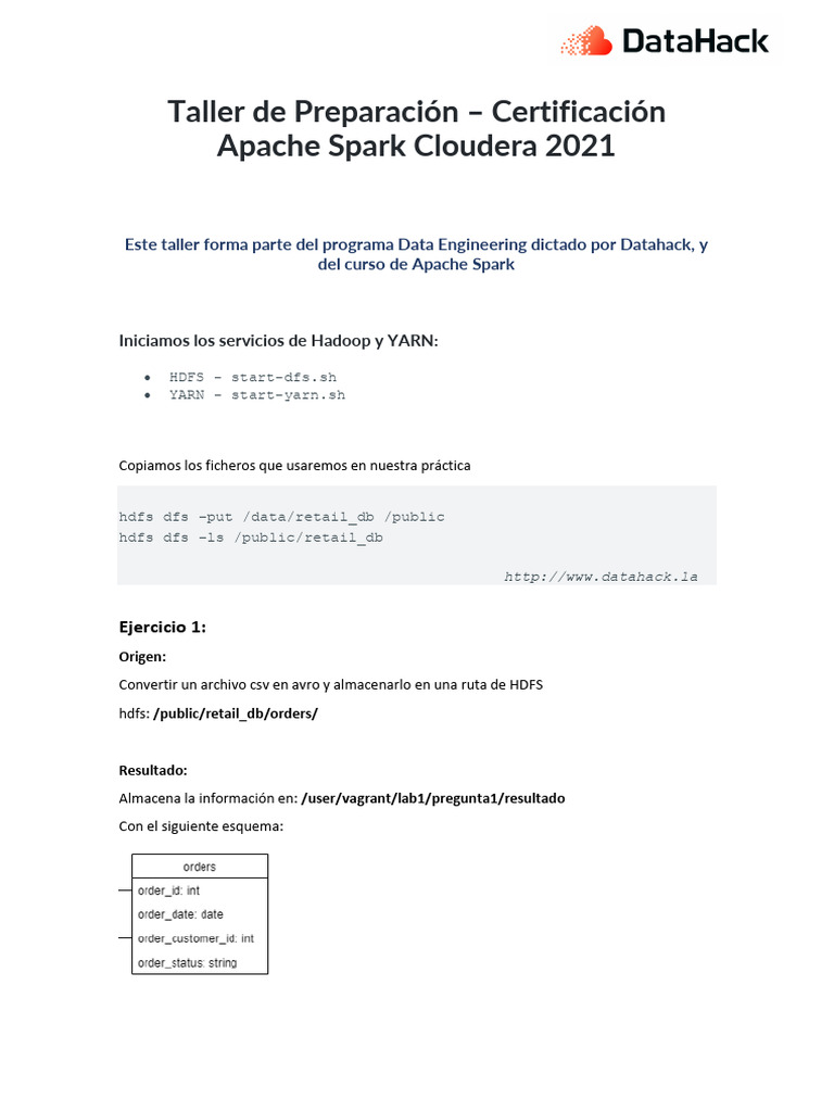 Taller de Preparación-Spark-Cloudera | PDF | SQL | Apache Hadoop