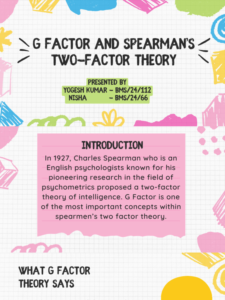 G Factor and Spearman's Two-Factor Theory | PDF | Intelligence | Cognition