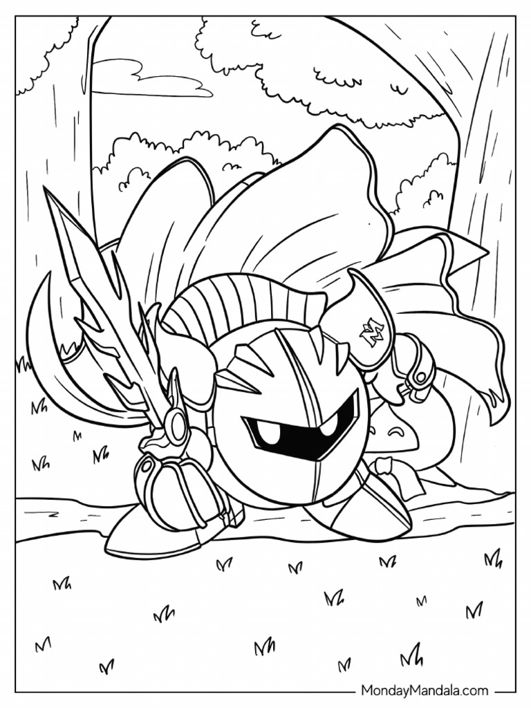 Meta Knight Coloring Page For Kids | PDF