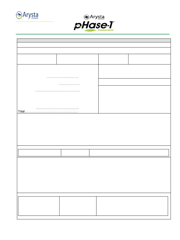 Ficha Técnica Phase-1 | PDF | Agua | Ph
