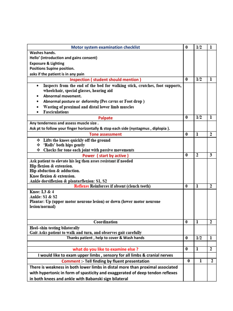 motor system exam lower limbs copy | PDF | Anatomical Terms Of Motion ...